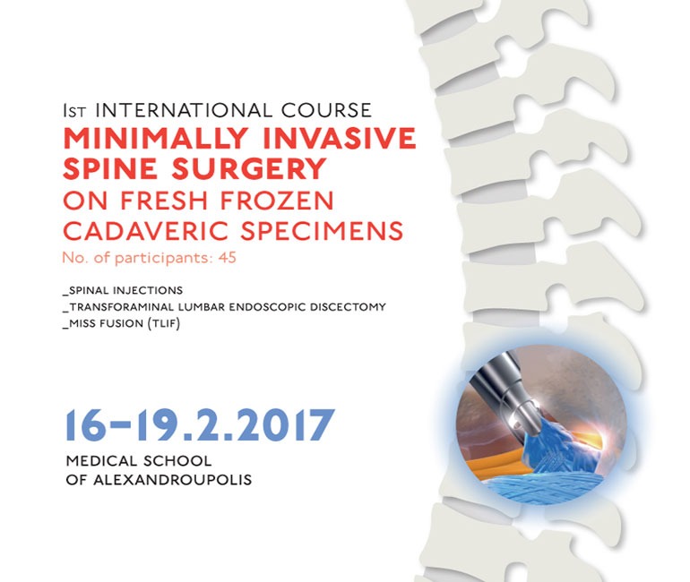 1st International Course Minimally Invasive spine Surgery on Fresh ...